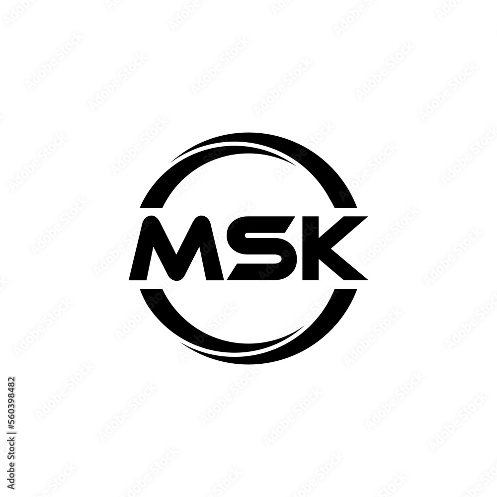 MSK letter logo design with white background in illustrator, cube logo ...