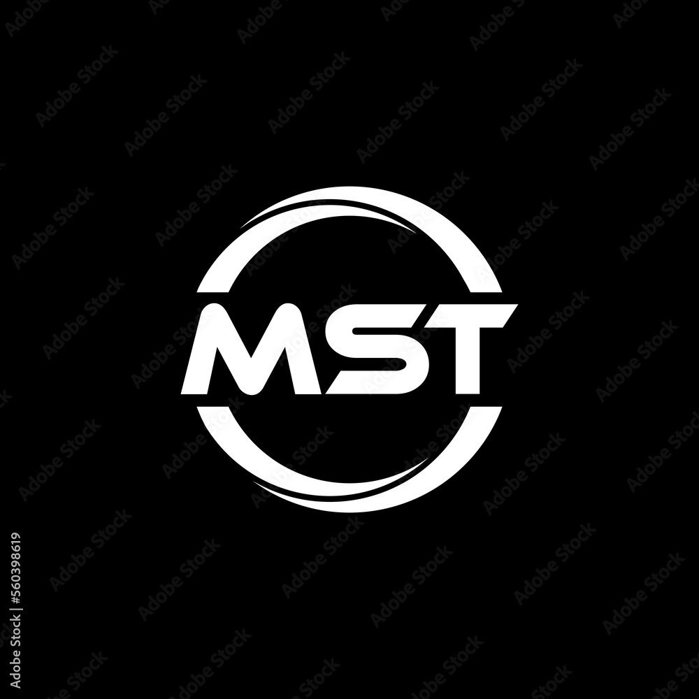MST letter logo design with black background in illustrator, cube logo ...