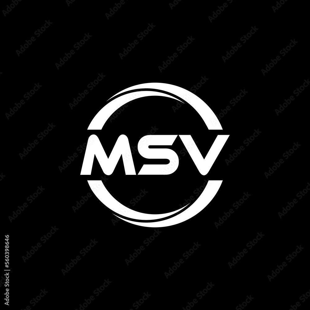 MSV letter logo design with black background in illustrator, cube logo ...