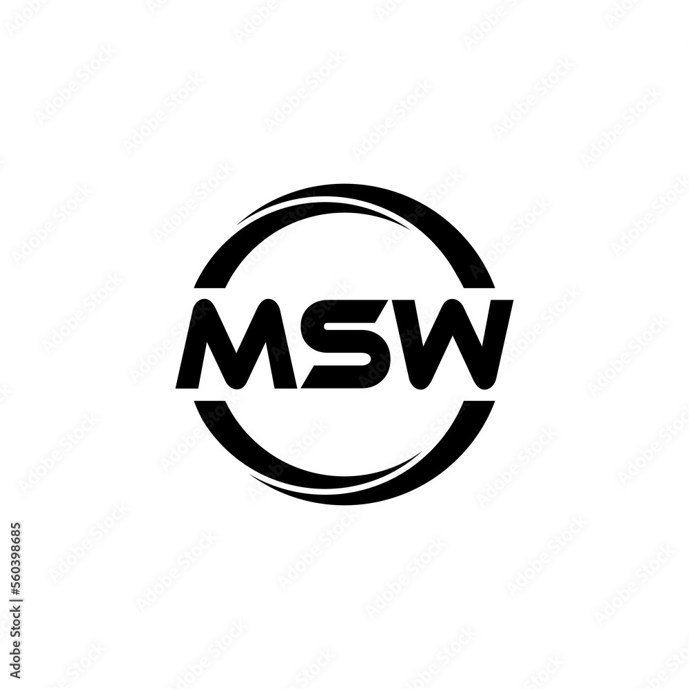 MSW letter logo design with white background in illustrator, cube logo ...
