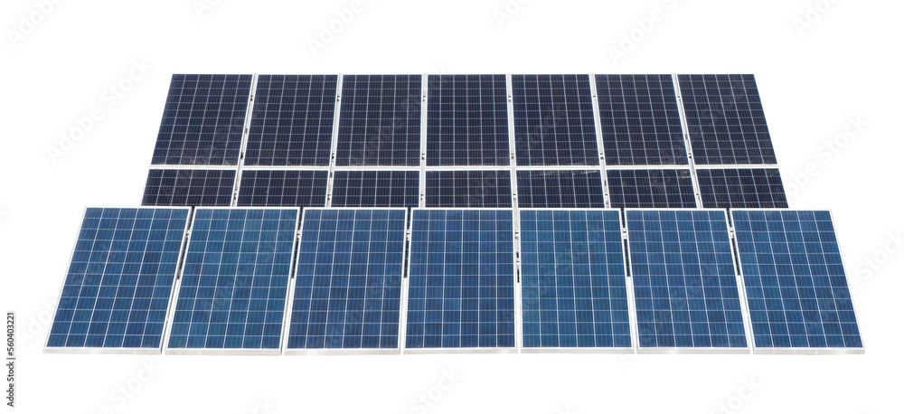 Blue Solar panel isolated on white background. Solar panels pattern for ...