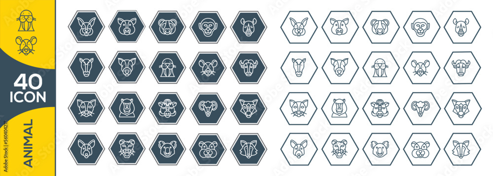 ANIMAL ICON SET DESIGN Stock Vector | Adobe Stock