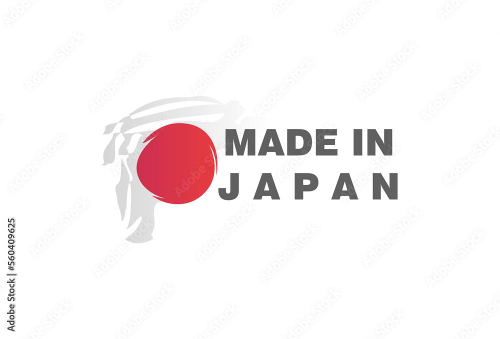 Made in Japan label. National Japanese flag industry export ...