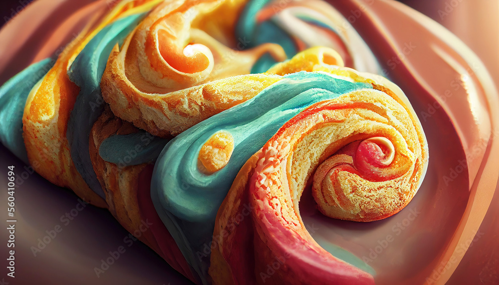 Colorful cake batter cream swirls as abstract food background ...