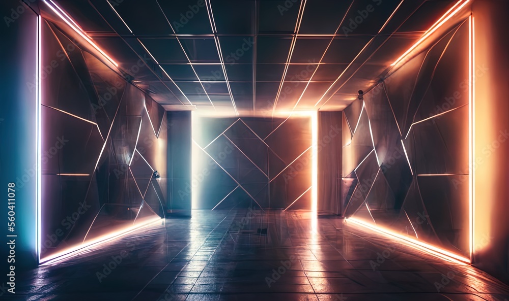 Futuristic scifi temple hall and altar with column and design from ...