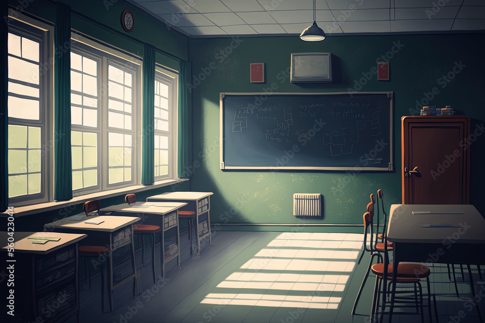 empty classroom background. Generative AI Stock Illustration | Adobe Stock
