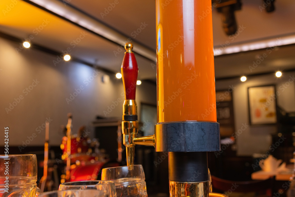 blur background wallpaper closeup beer tower with bokeh at the night ...