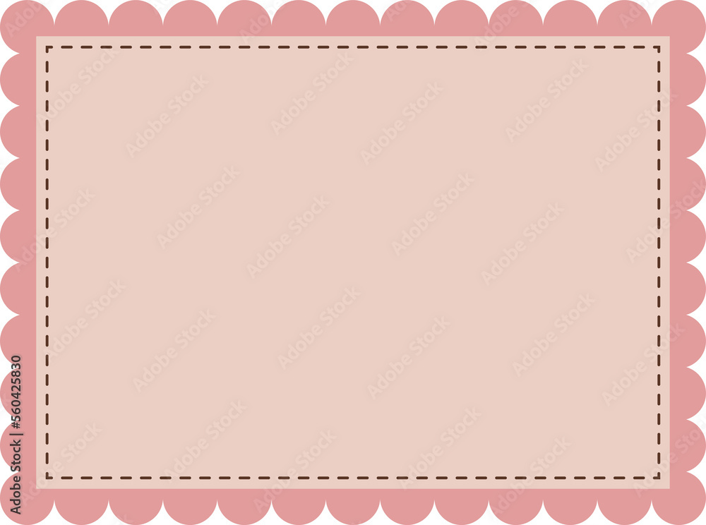 brown scallop rectangle frame border, blank sticker, clip art, PNG ...