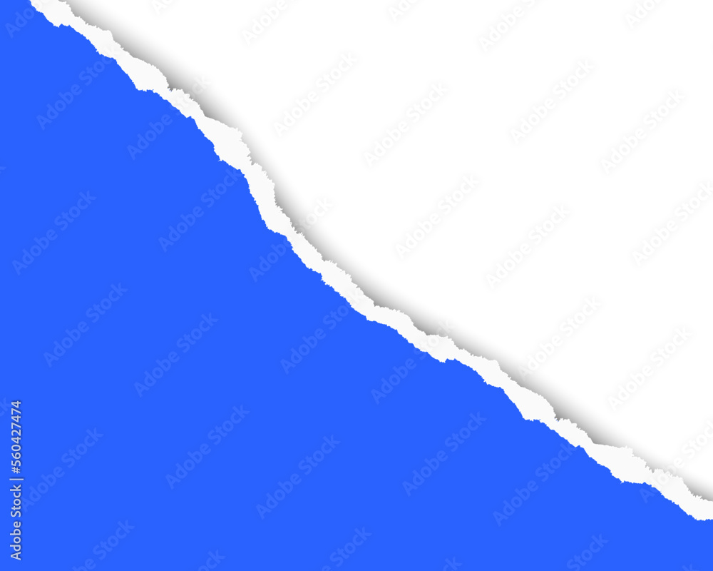 Blue torn paper with soft shadow on transparent background Stock Vector ...