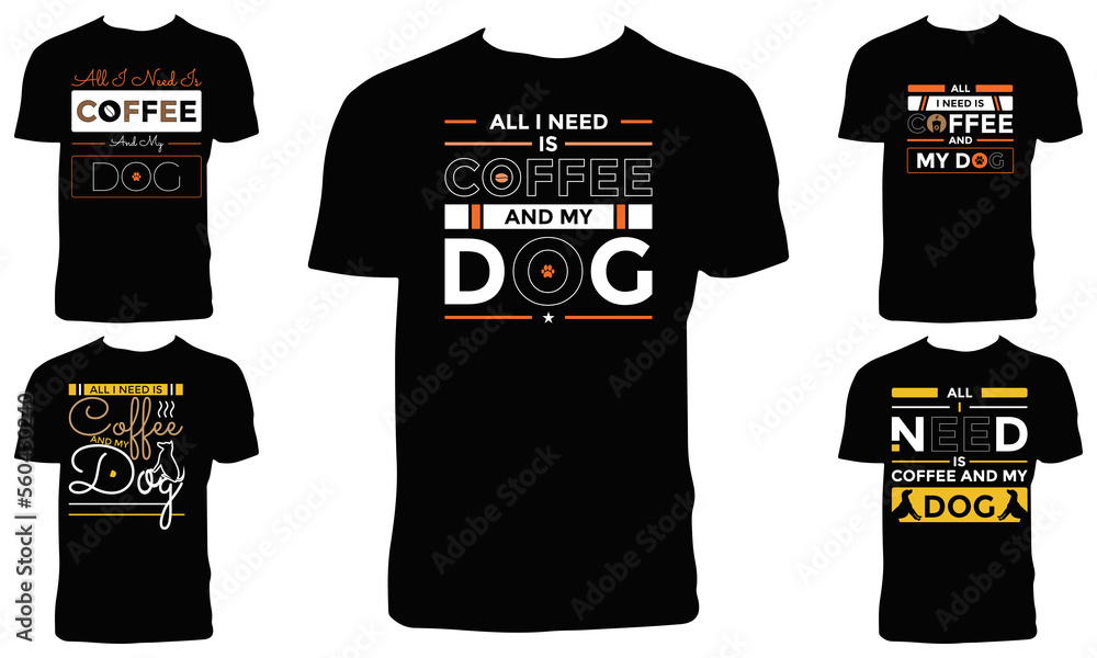 Dog Typography T Shirt Design Bundle Vector Illustration Stock Vector ...