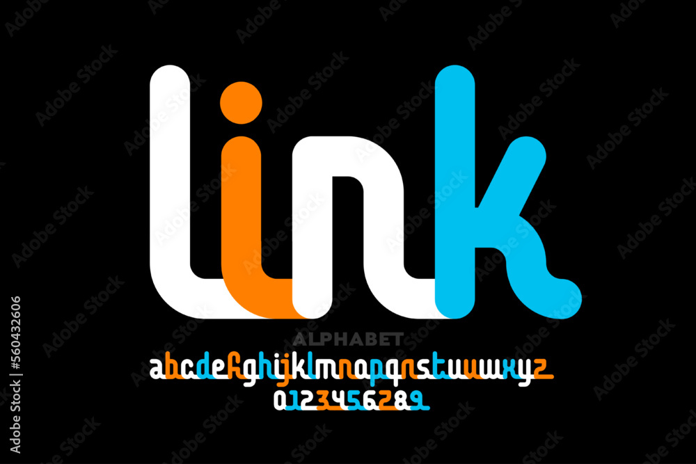 Linked letters font design, alphabet and numbers vector illustration ...