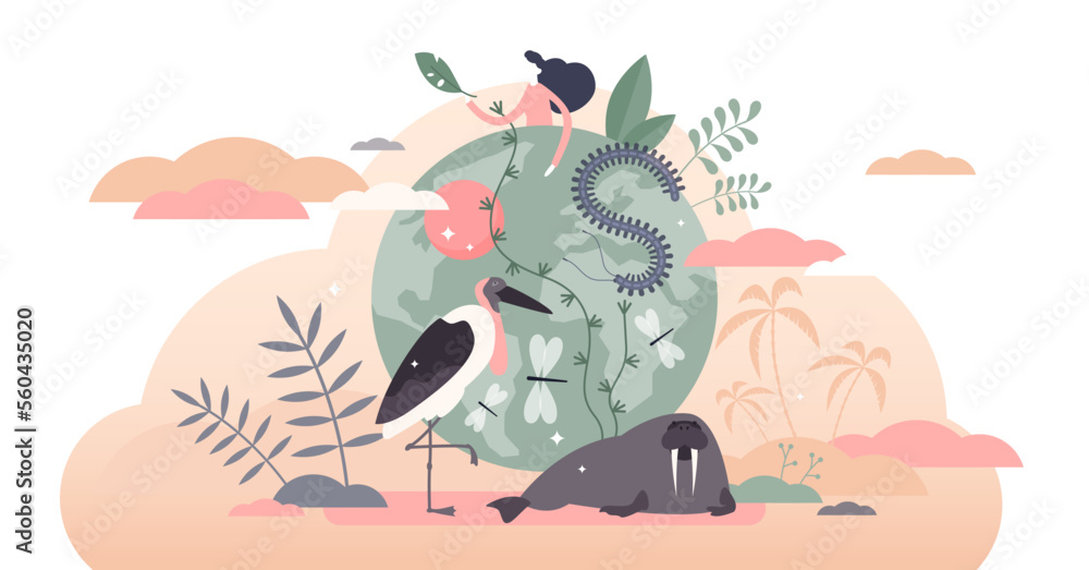 Biodiversity illustration, transparent background. Various wildlife ...