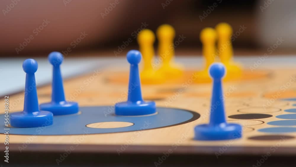 Video „People play Ludo or Pachisi board game on beautiful wooden play ...