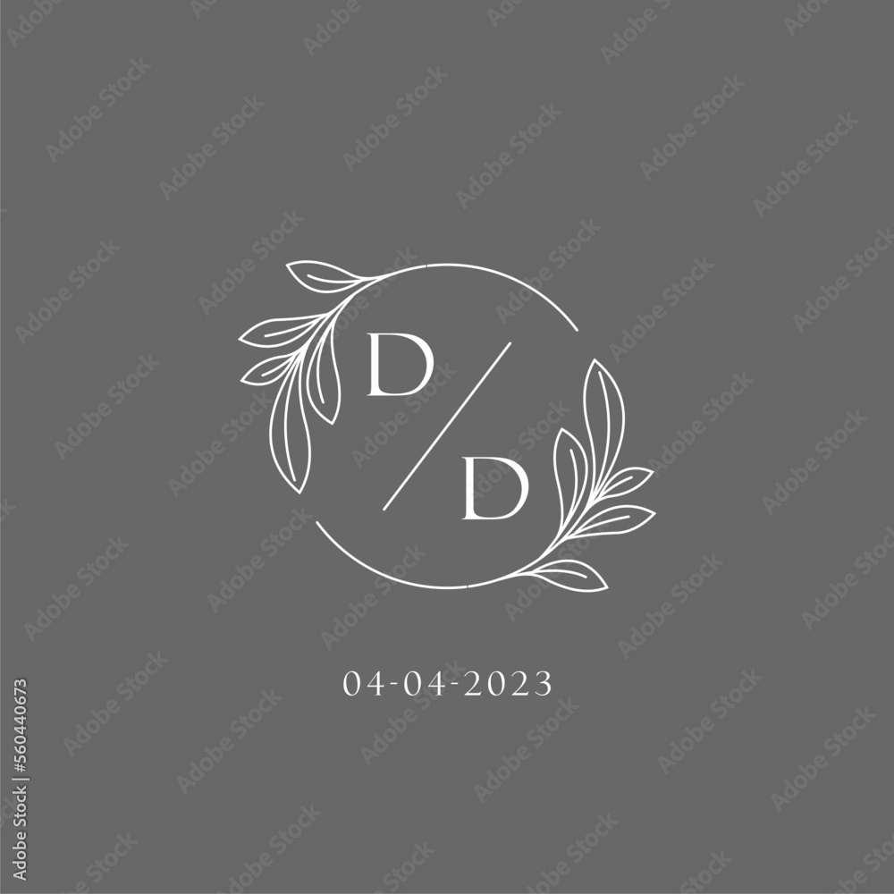 Letter DD wedding monogram logo design creative floral style initial ...