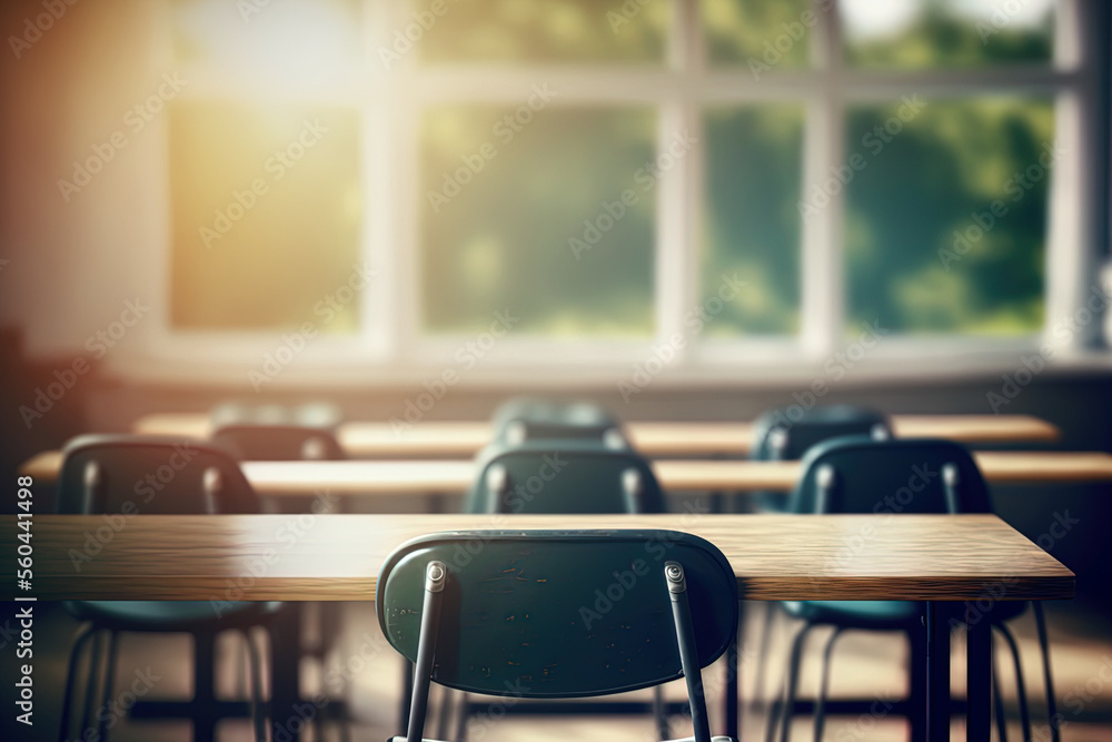 Back to school concept. Classroom in blur background without young ...