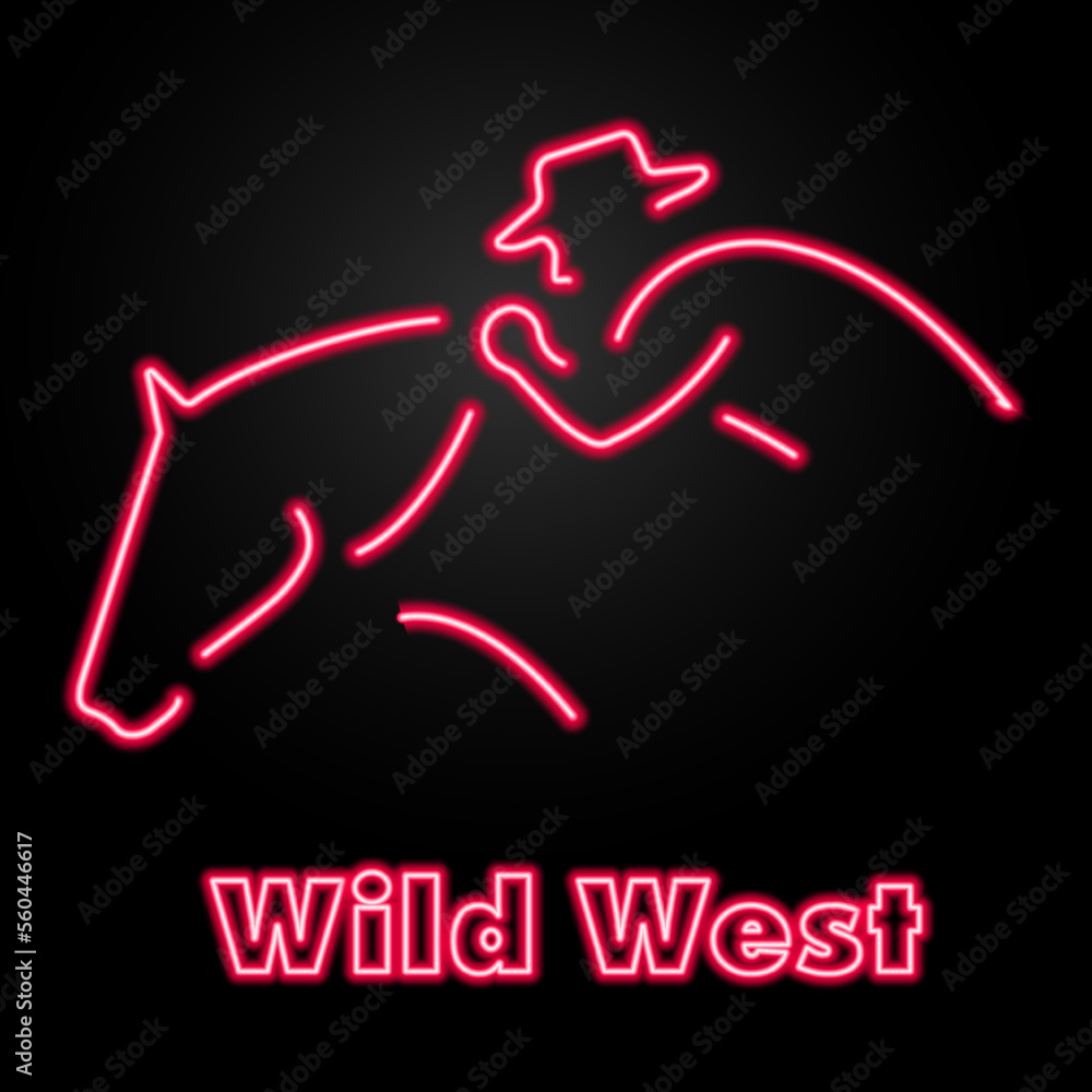 wild west neon sign, modern glowing banner design, colorful modern ...