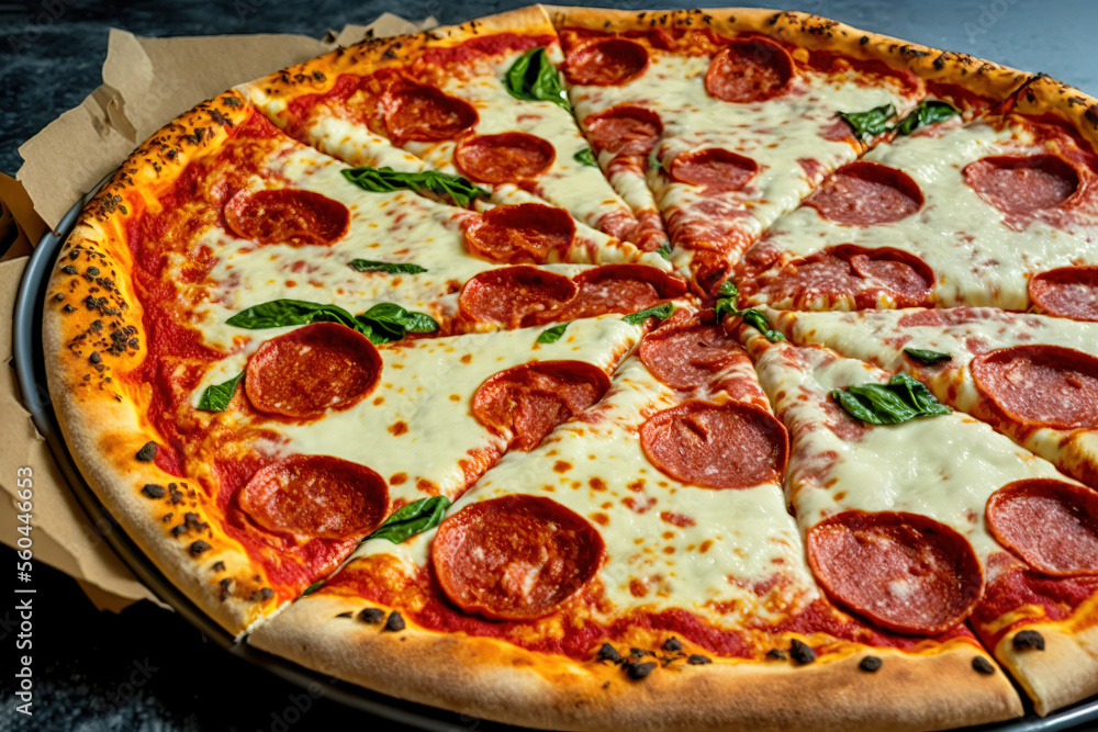 homemade pizza with full toppings, pepperoni pizza with ricotta, food ...