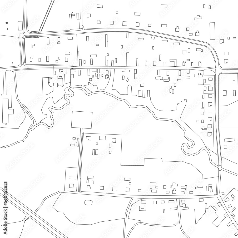 Part of urban plan of a town with river. Vector map. Stock Vector ...