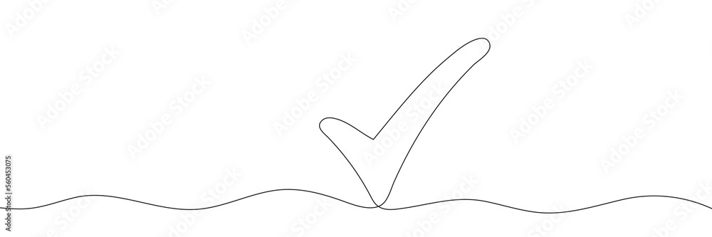 Continuous line drawing check mark icon. Single line confirmation icon ...