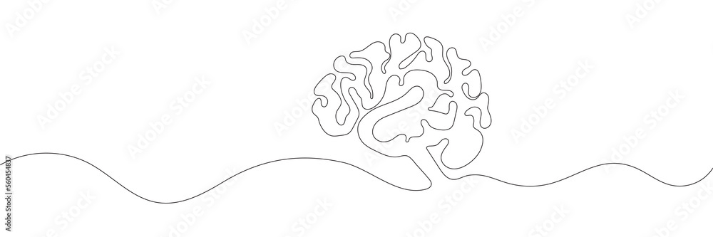 One continuous line drawing of human brain. Vector illustration Stock ...