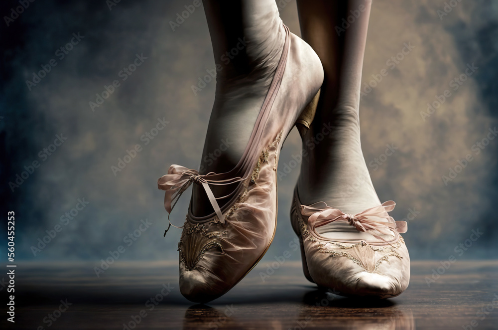 Feet of ballerina dancing in ballet shoe Stock Illustration | Adobe Stock