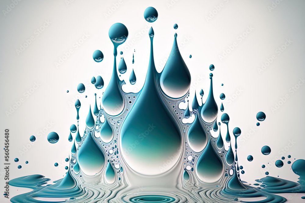 Water drops in an abstract form on a white background. Generative AI ...