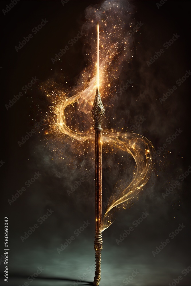 Magic wand casting spells in letter S shape. Generative ai. Stock ...