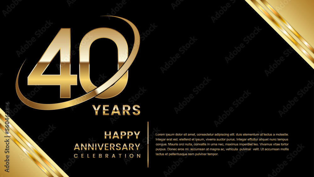 40th Anniversary Celebration. Template design with gold color for ...