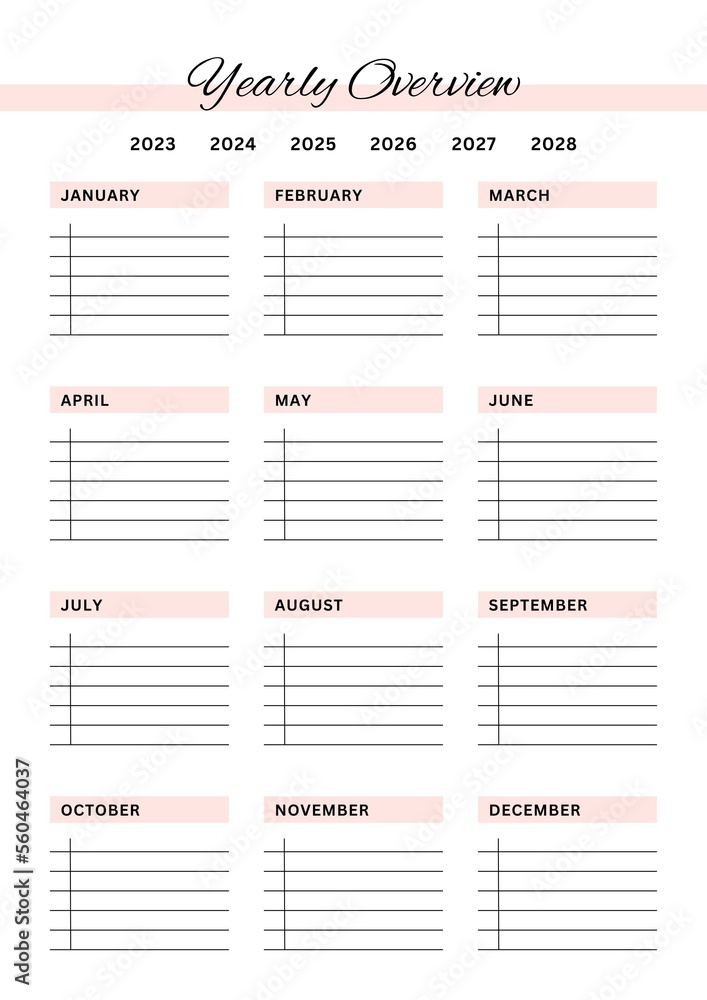 Yearly Overview Stock Illustration | Adobe Stock