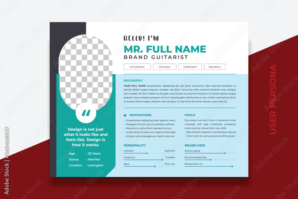 User Persona Document Template Vector Illustration. Examples of User ... User Persona Document Template Vector Illustration. Examples of User ...