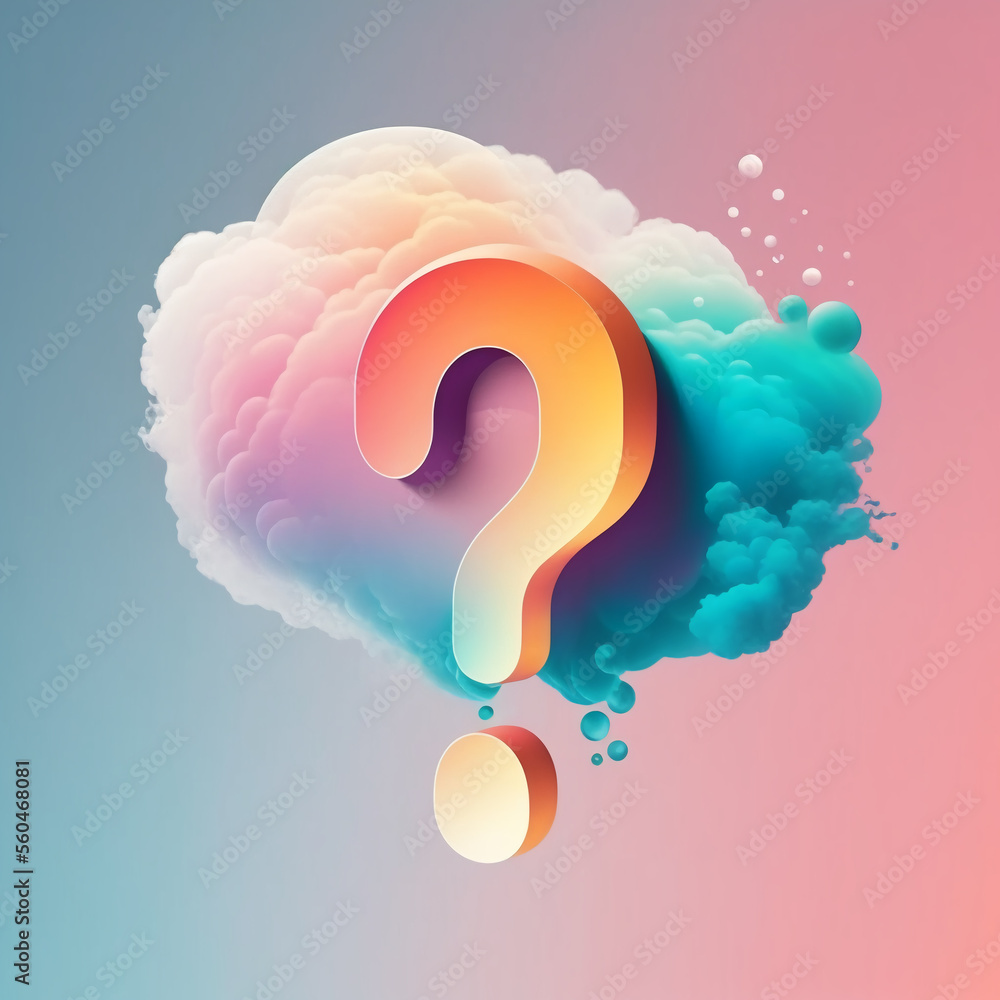 rainbow colored question mark with clouds. Generative AI Stock ...