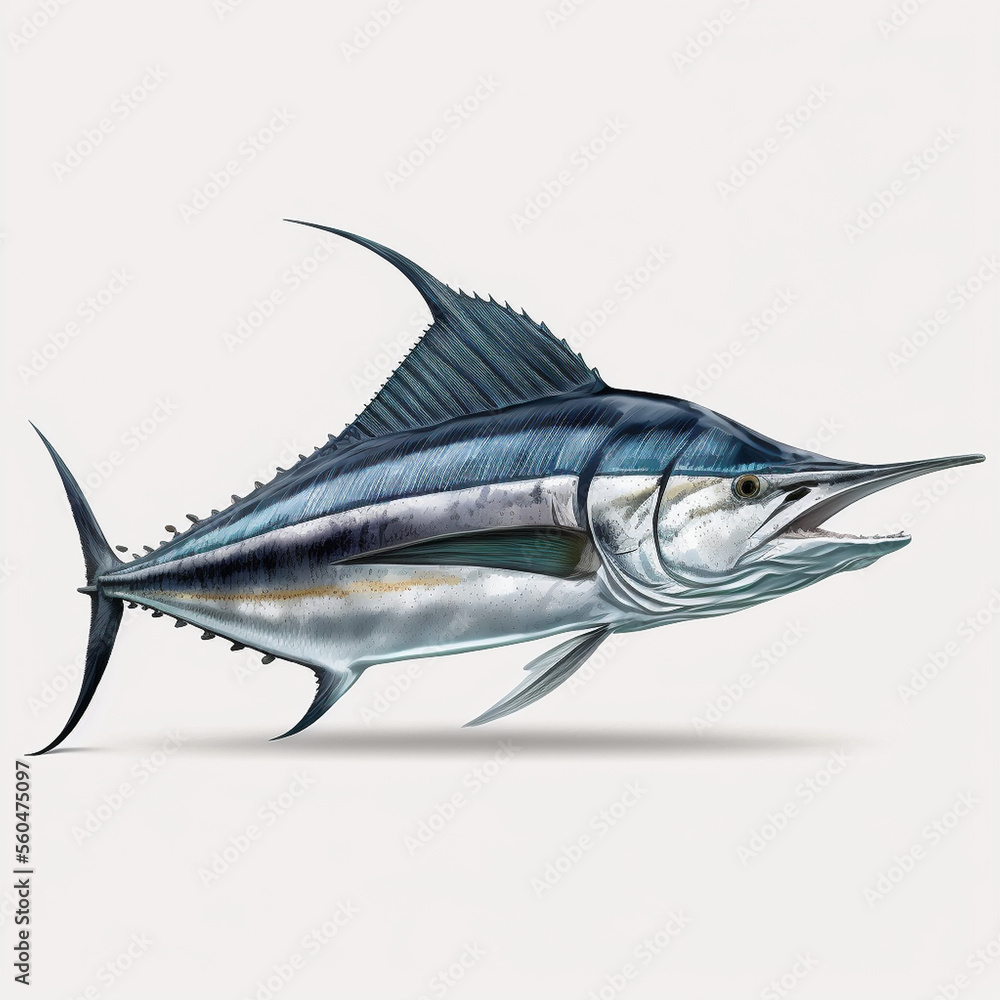 Black Marlin full body image with white background ultra realistic ...