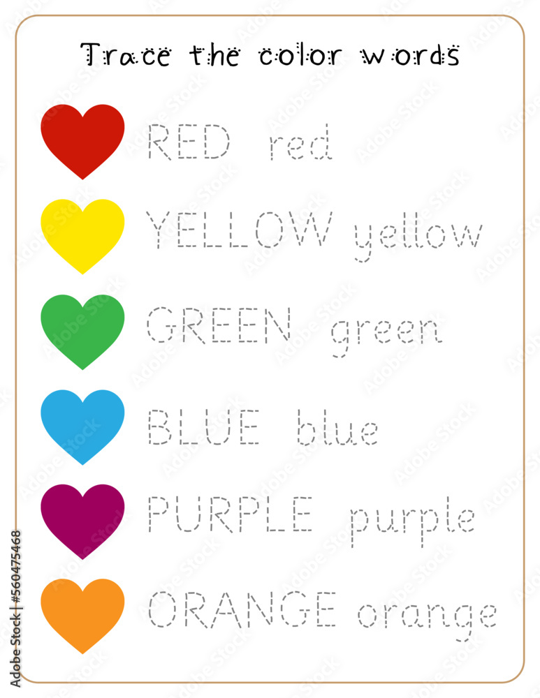 Tracing practice activity. Trace the color words worksheet for ...