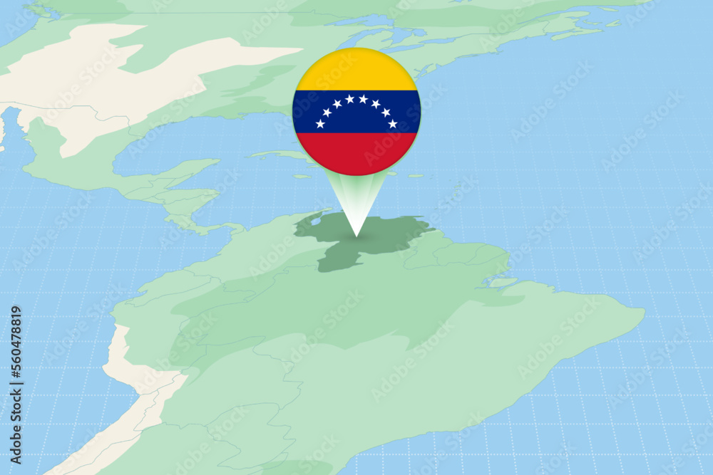 Map illustration of Venezuela with the flag. Cartographic illustration ...