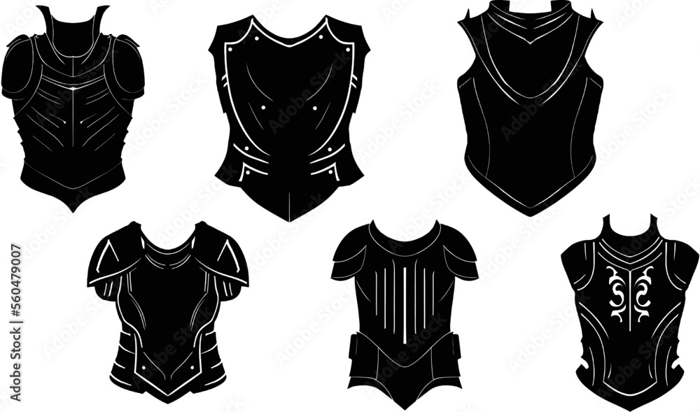 Body Armor icons set. Vector armor designs and transparent background ...