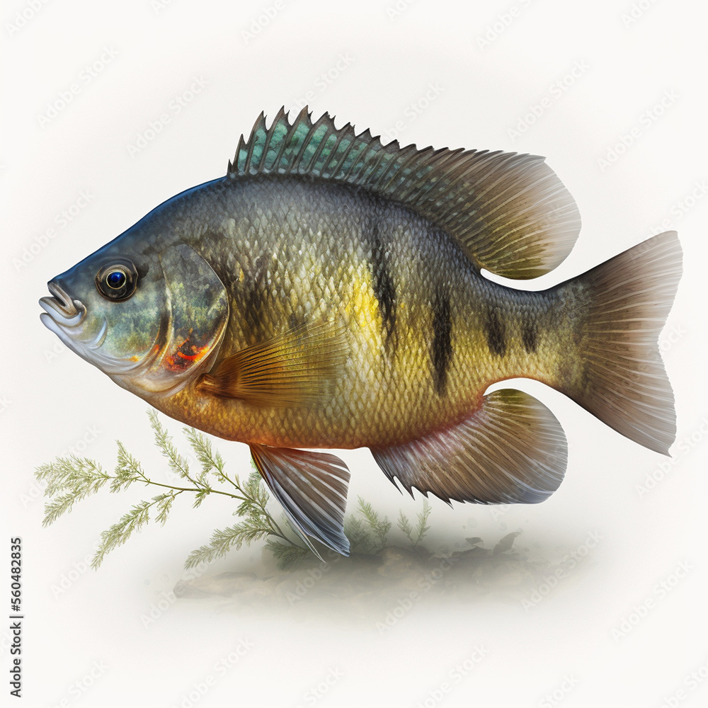 Bluegill full body image with white background ultra realistic Stock ...
