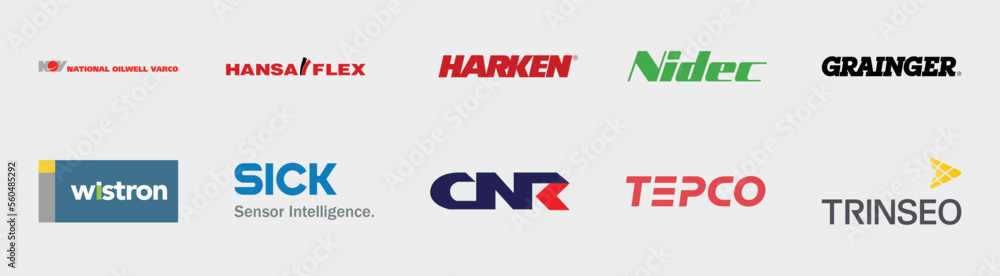Popular manufacturing company logo. Nidec, Wistron, TEPCO, Harken ...