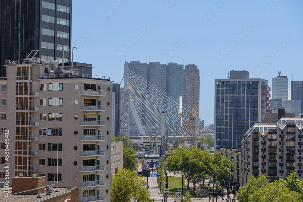 Outdoor sunny view top view over Coolsingel street and background of ...