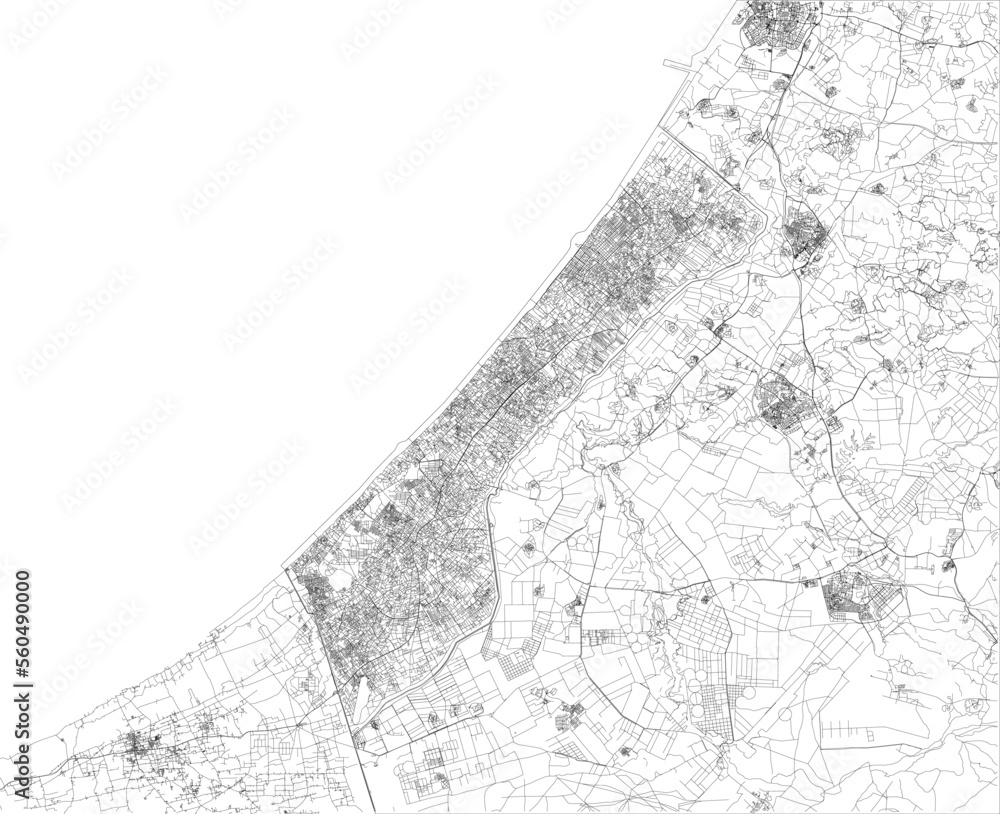 Satellite view of the Gaza Strip is a self-governing Palestinian ...