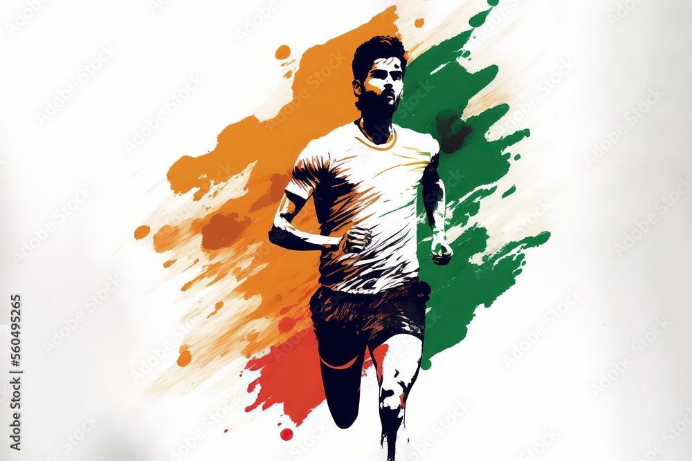 Man running in tricolor Indian flag stock illustration Sport, India ...