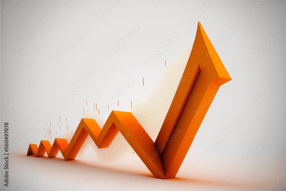 Graph orange arrow illustration, white background. AI Stock 일러스트레이션 ...