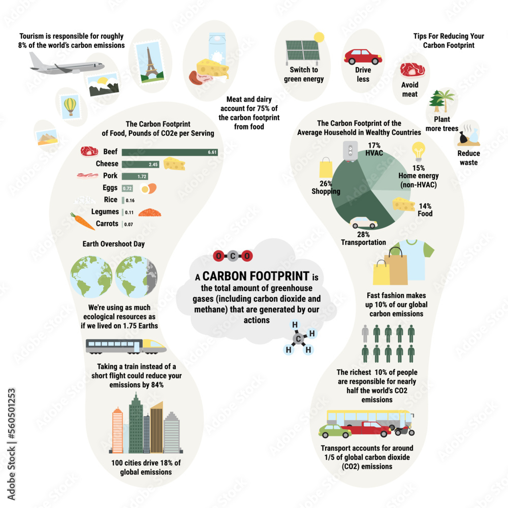 Infographic of carbon footprint of household. Greenhouse gases ... Infographic of carbon footprint of household. Greenhouse gases ...