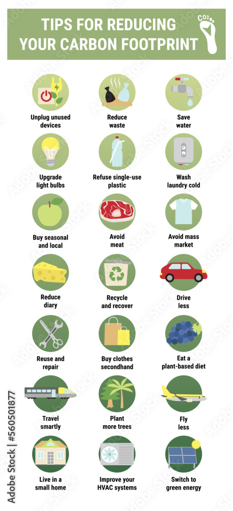 Carbon footprint infographic. Tips for reducing your personal carbon ...