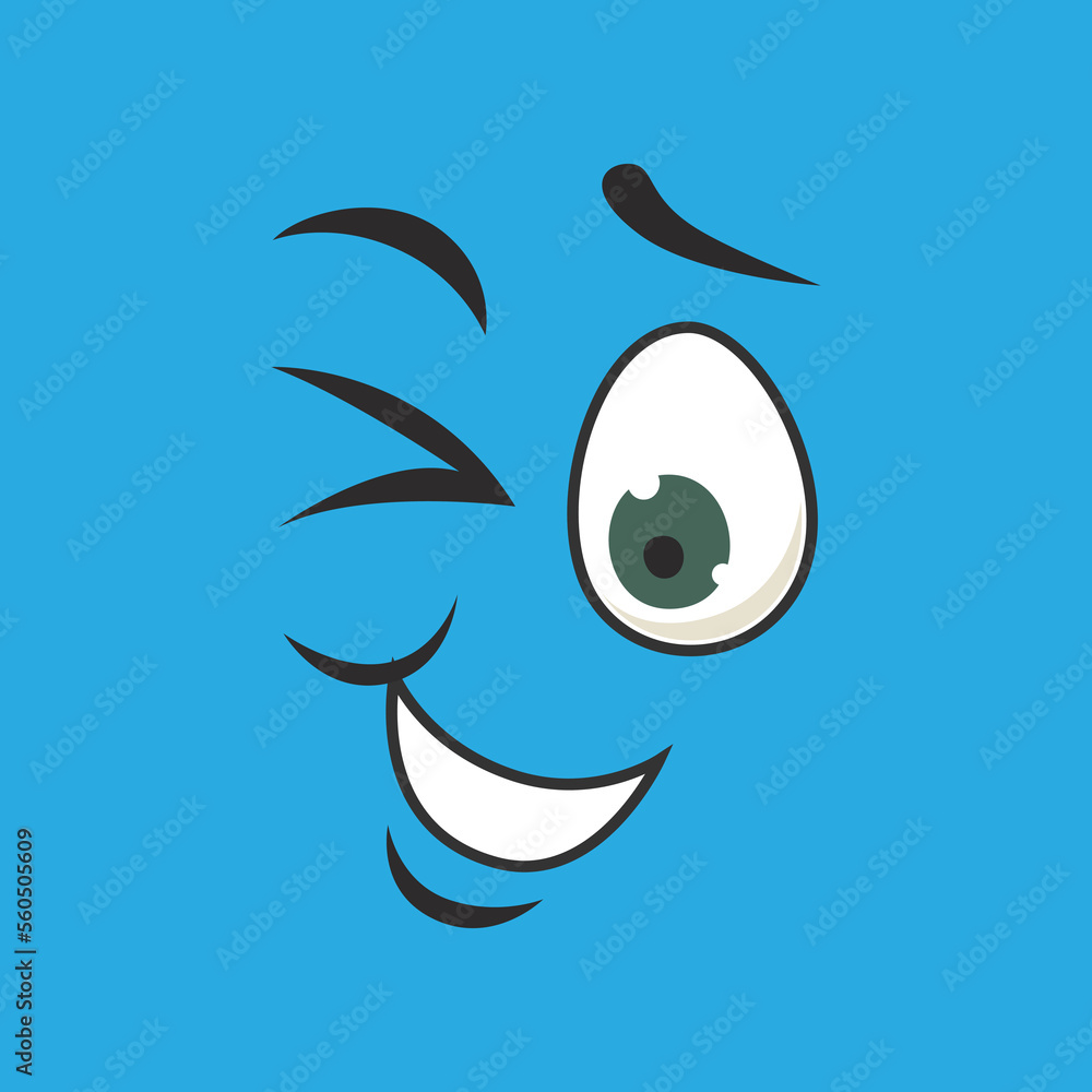 Emoticon with winking facial expression vector illustration. Eyes and ...