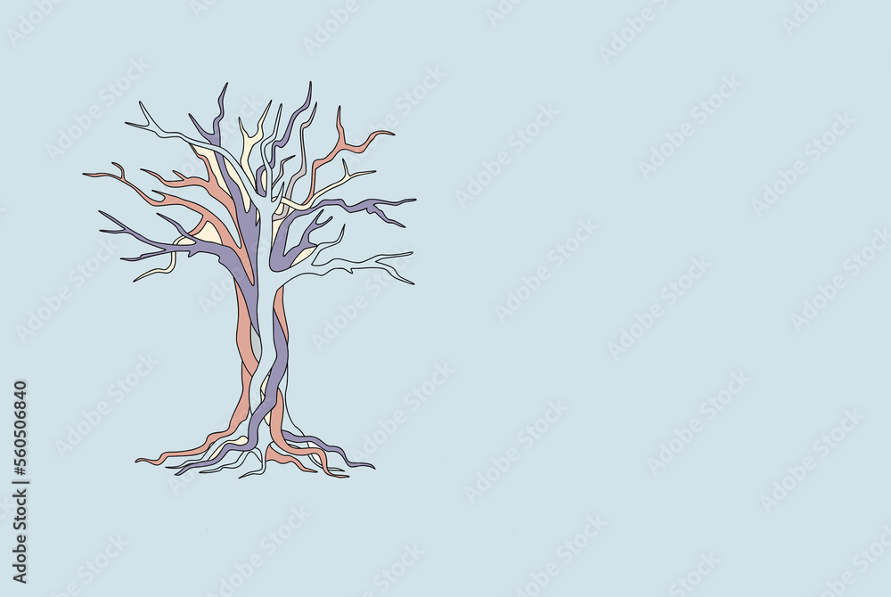 Decorative tree and roots illustration. Symbolizing growth ...