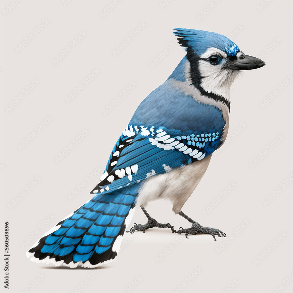Blue Jay full body image with white background ultra realistic Stock ...