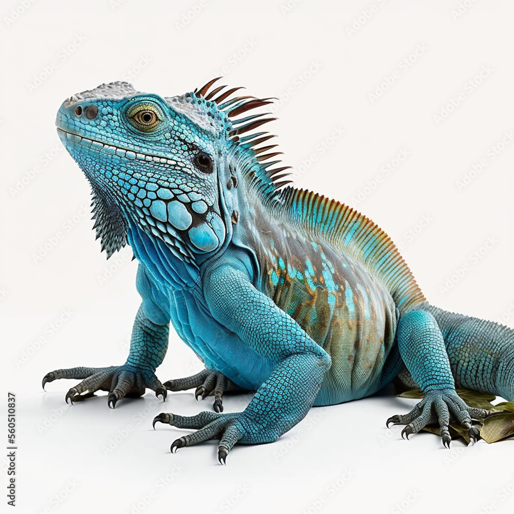 Blue Iguana full body image with white background ultra realistic Stock ...