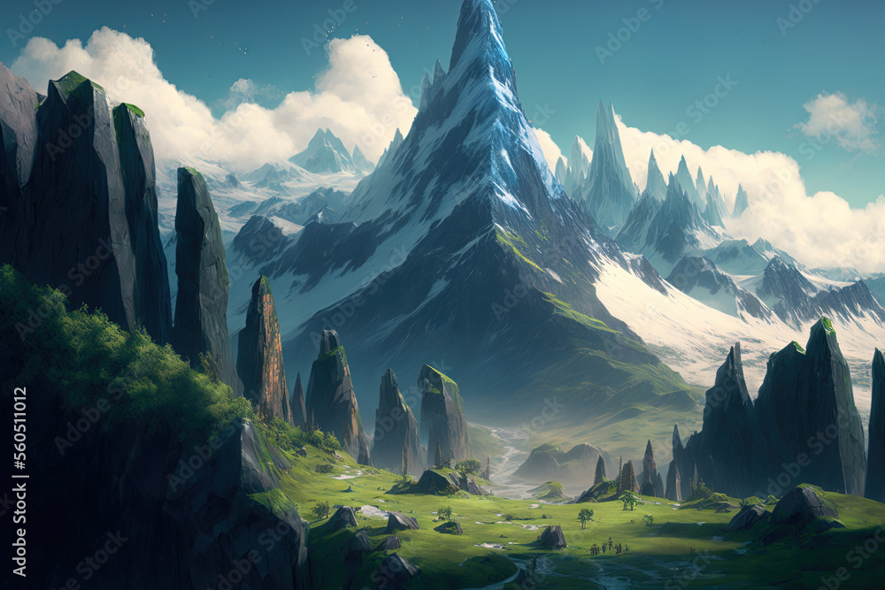 Mountain ranges Fantasy literature Landscape Background. concept ...