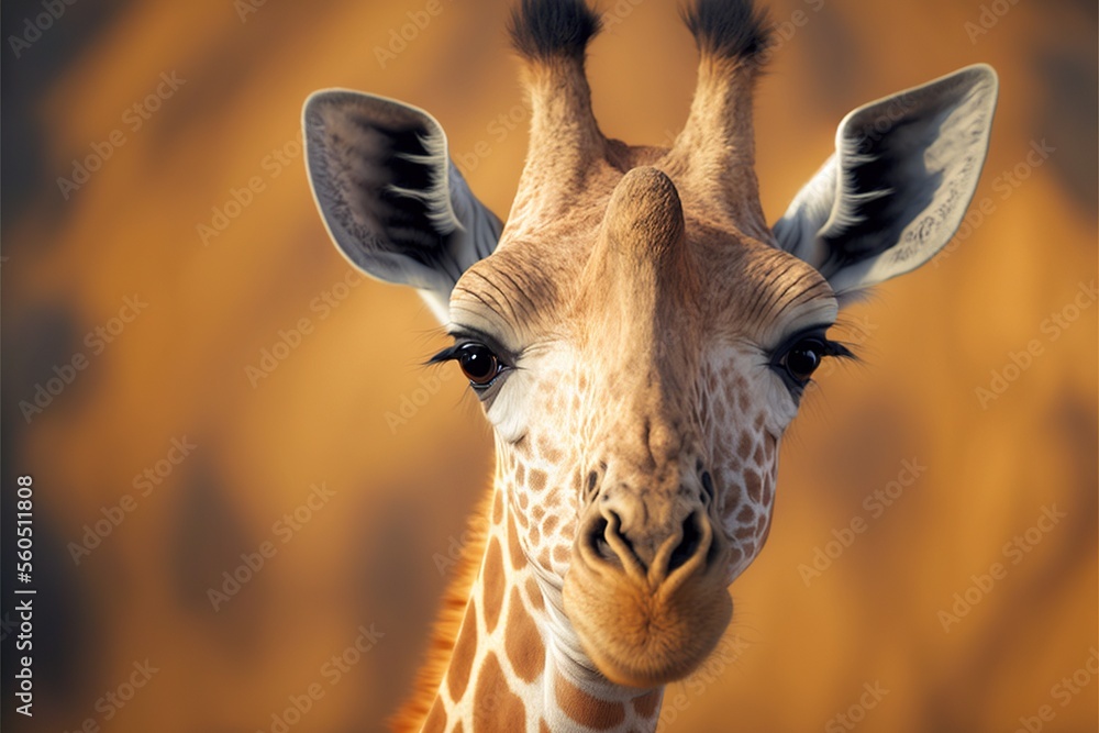a giraffe with a brown background and a black border around it's neck ...