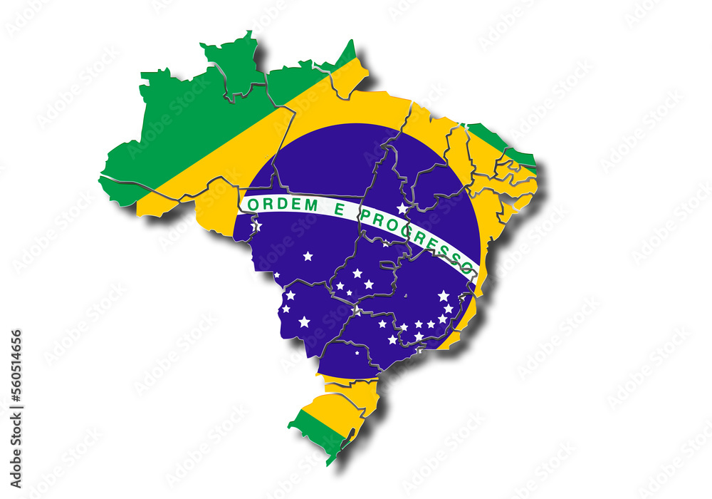 Mapa de brasil con su bandera. Stock Illustration | Adobe Stock
